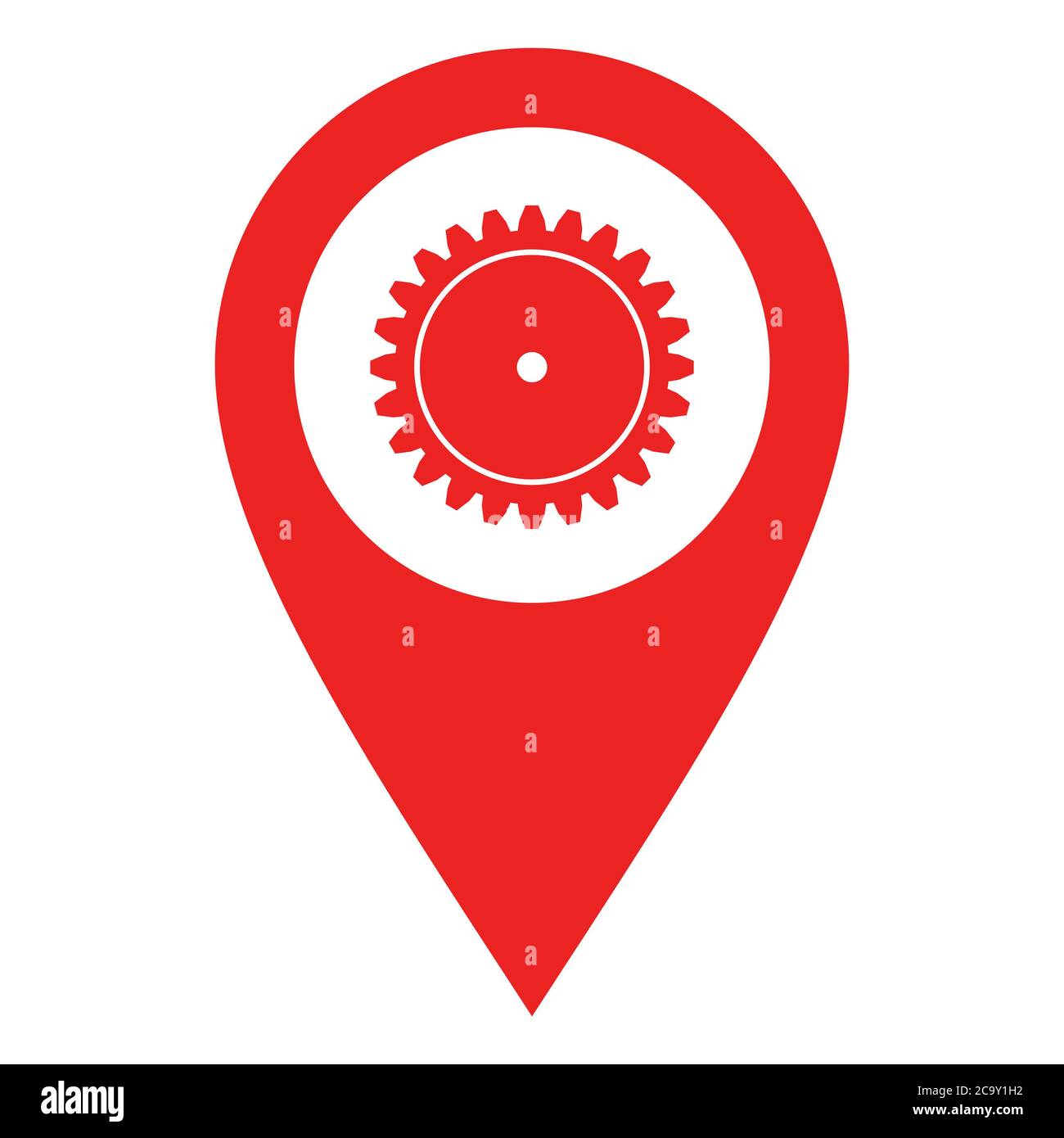 Gear and location pin Stock Photo - Alamy