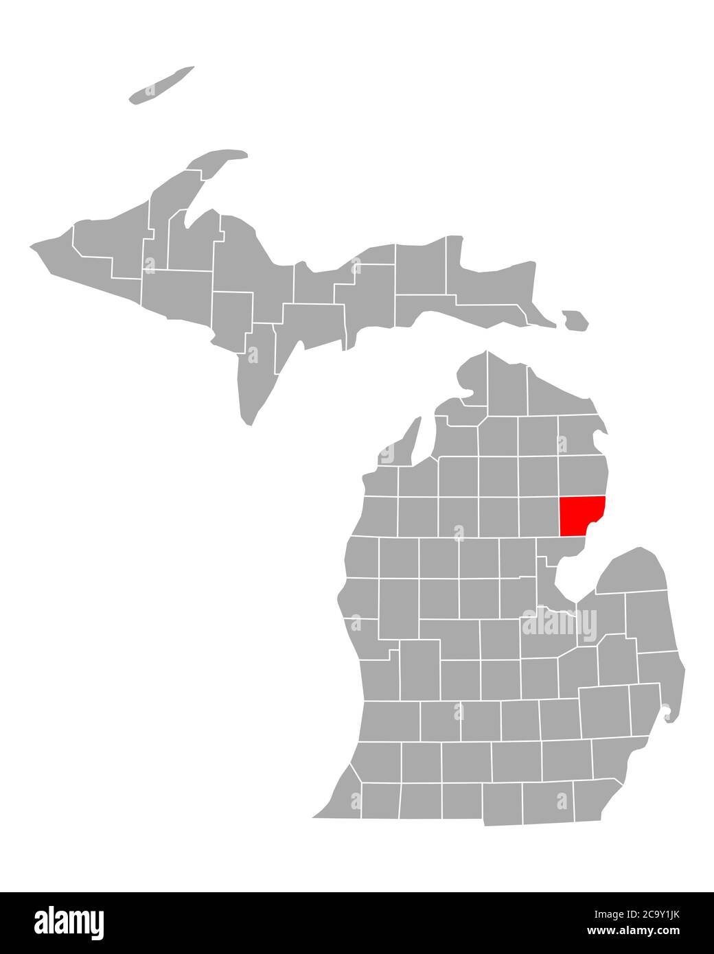 Map of Iosco in Michigan Stock Photo - Alamy