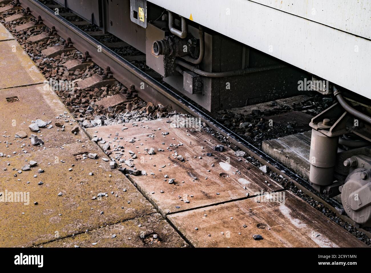 rusty train close up at old scratched train tracks Stock Photo - Alamy