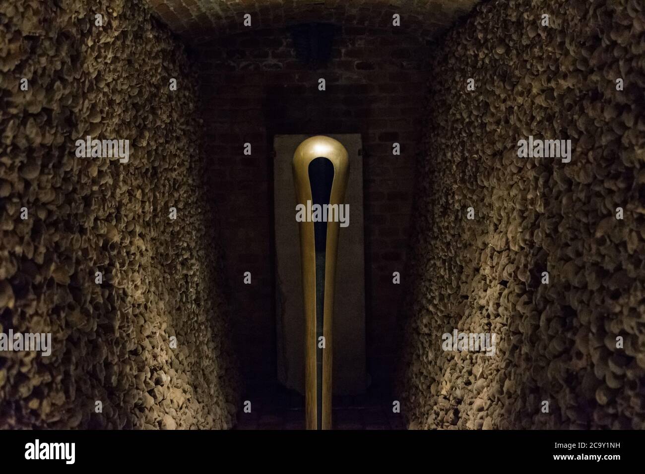 art piece room human skulls bones skeleton ossuary burial site Stock ...