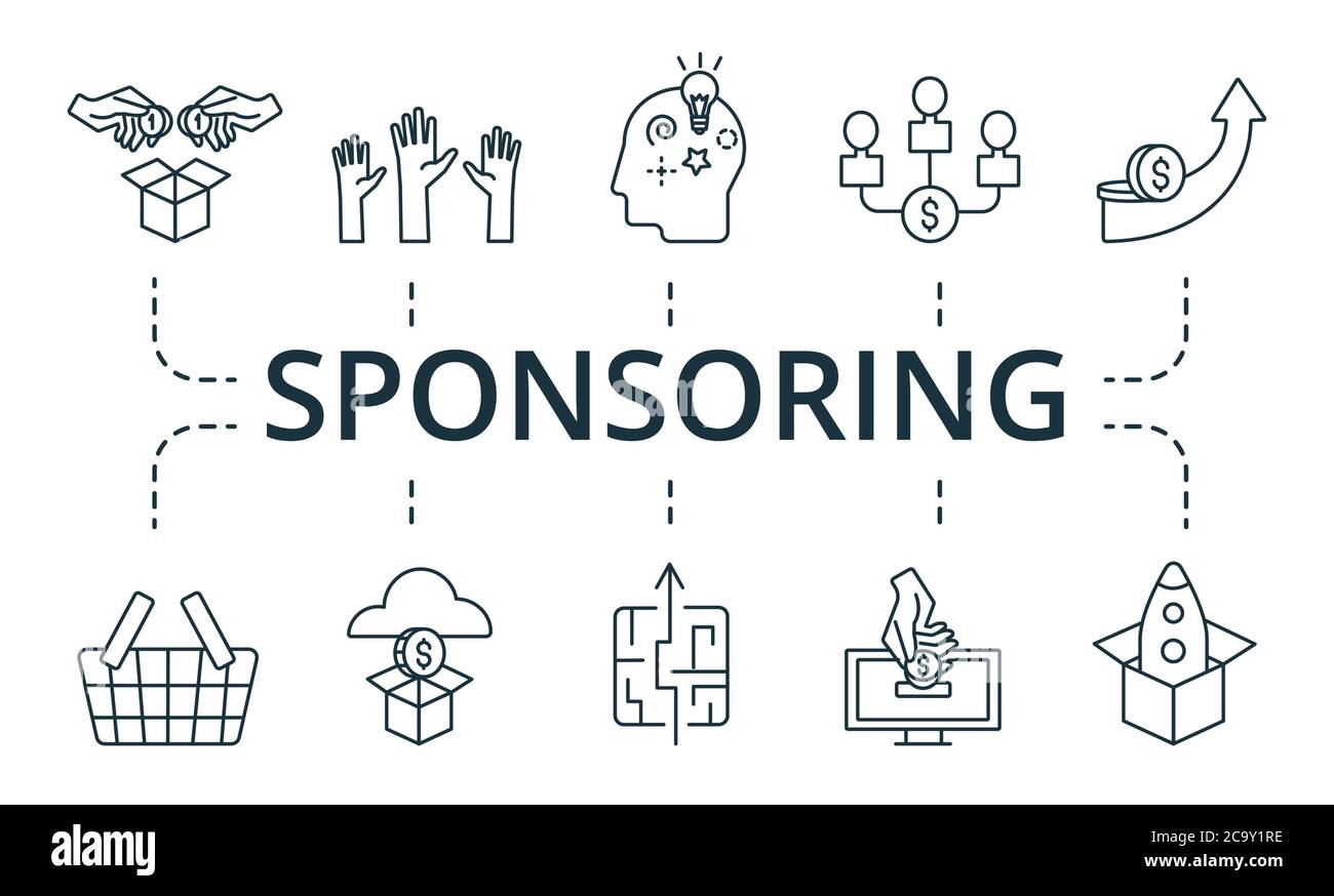 Sponsoring icon set. Collection contain pack of pixel perfect creative ...