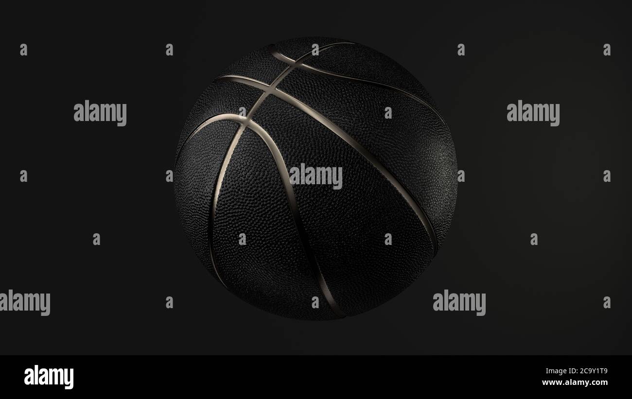 Black Basketball with Gold Metallic Line Design on dark Background ...