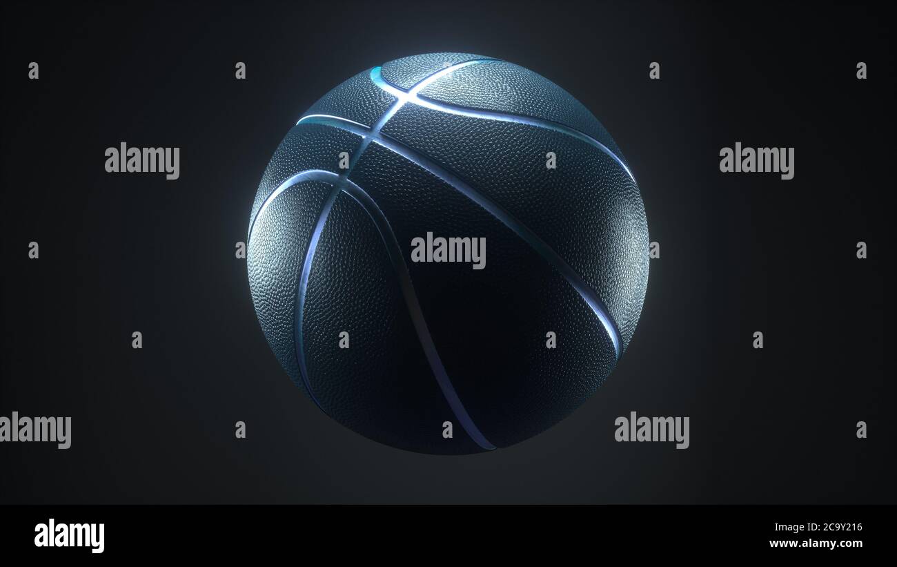 Black Basketball with blue Metallic Line Design on dark Background ...