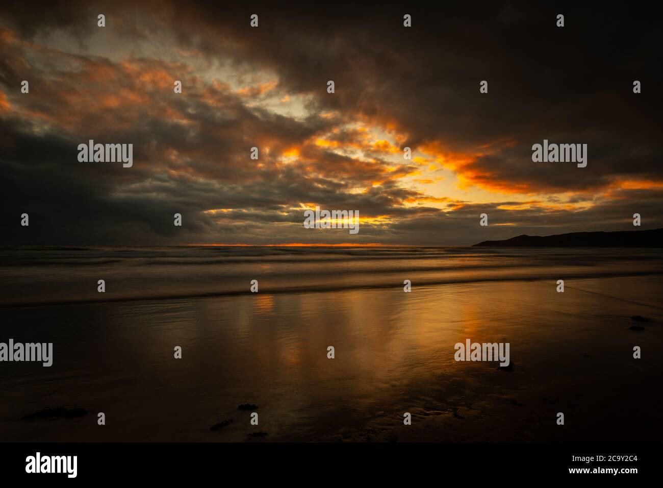Coastal image in Woolacombe North Devon summer of 2020 At Sunset Stock ...
