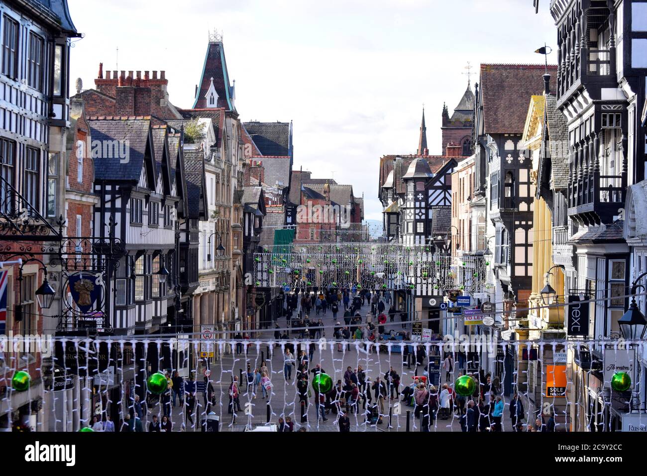 christmas decorations, watergate street chester, england, uk Stock ...