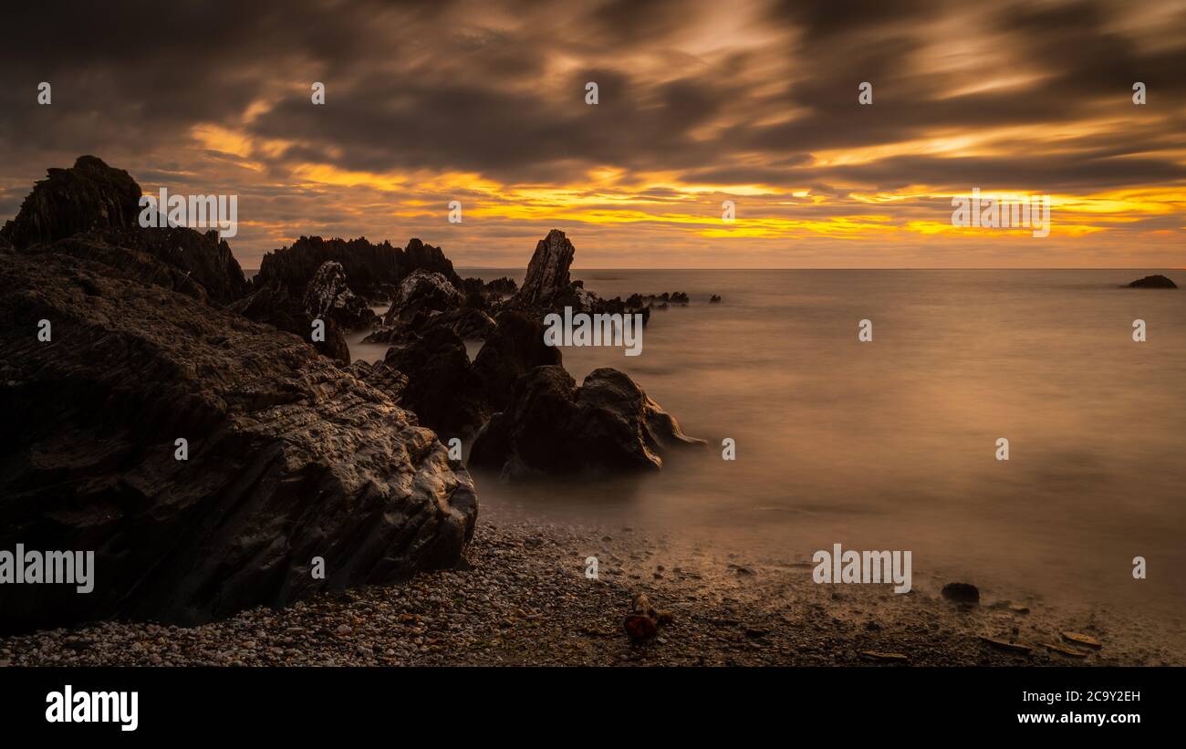 Coastal image in Woolacombe North Devon summer of 2020 At Sunset Cove ...