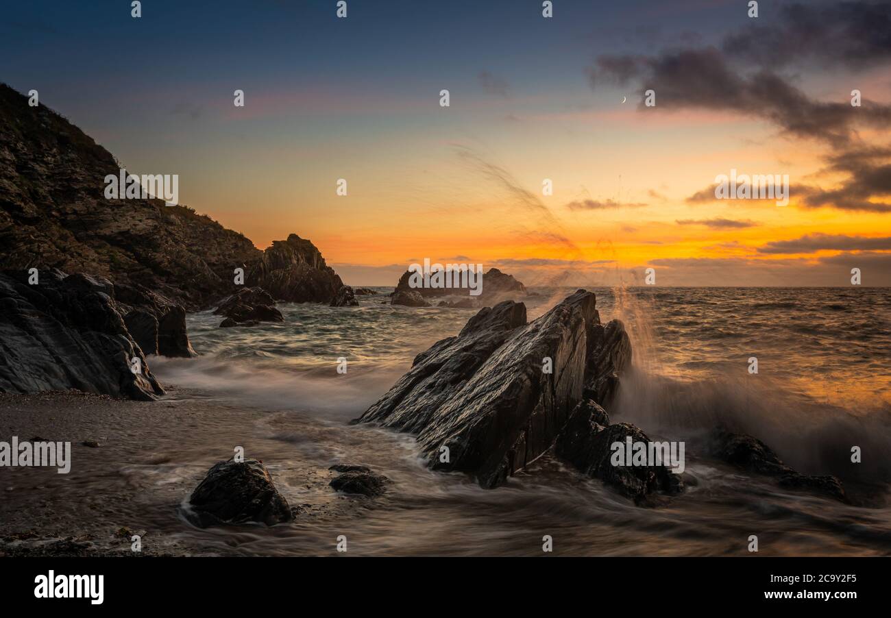 Coastal image in Woolacombe North Devon summer of 2020 At Sunset Cove ...