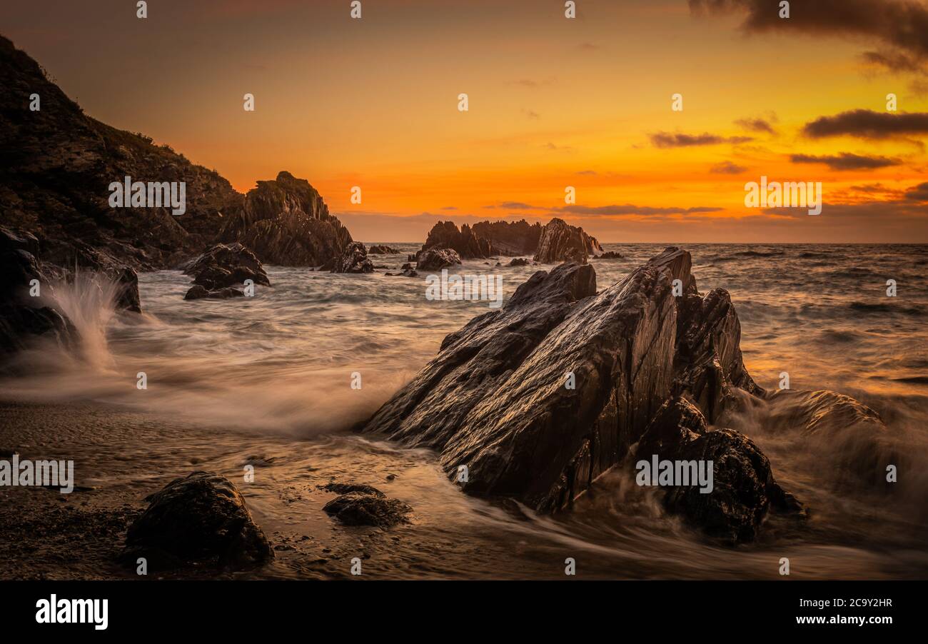 Coastal image in Woolacombe North Devon summer of 2020 At Sunset Cove ...