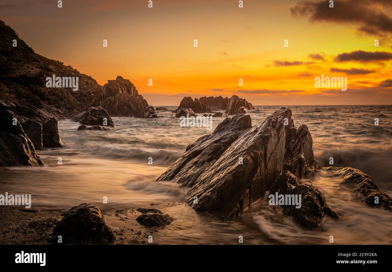 Coastal image in Woolacombe North Devon summer of 2020 At Sunset Cove ...