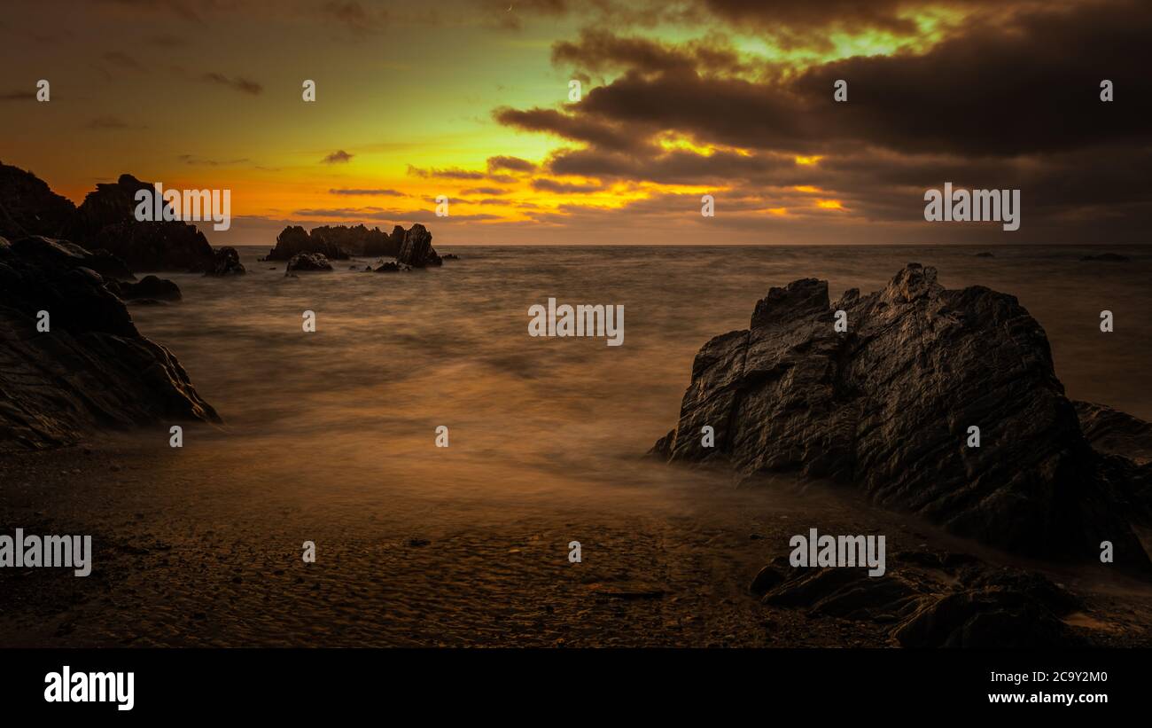 Coastal image in Woolacombe North Devon summer of 2020 At Sunset Cove ...