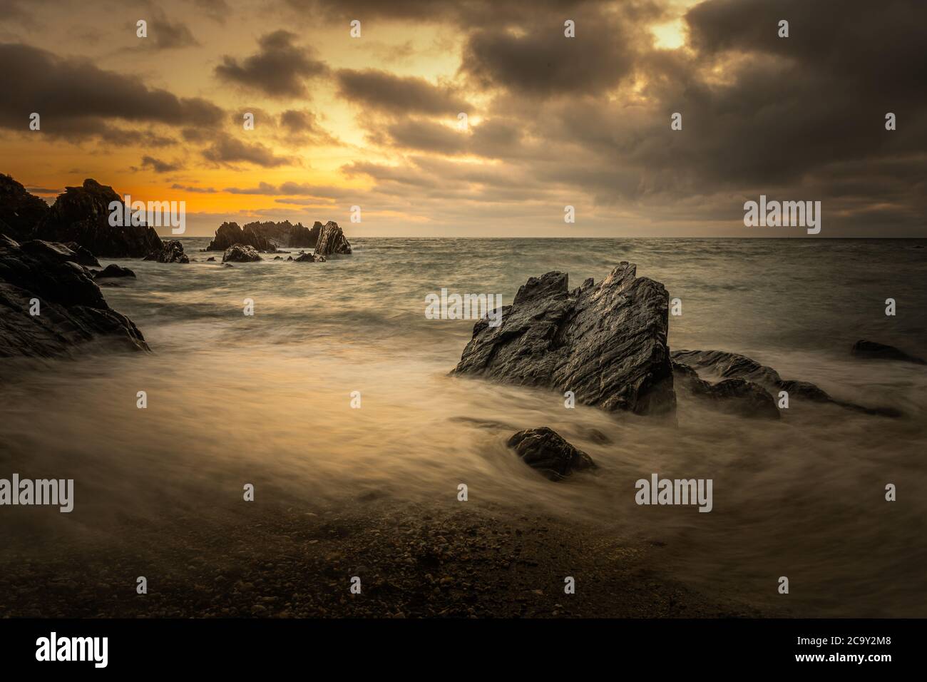 Coastal image in Woolacombe North Devon summer of 2020 At Sunset Cove ...
