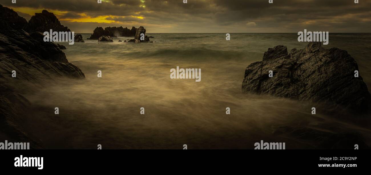 Coastal image in Woolacombe North Devon summer of 2020 At Sunset Cove ...
