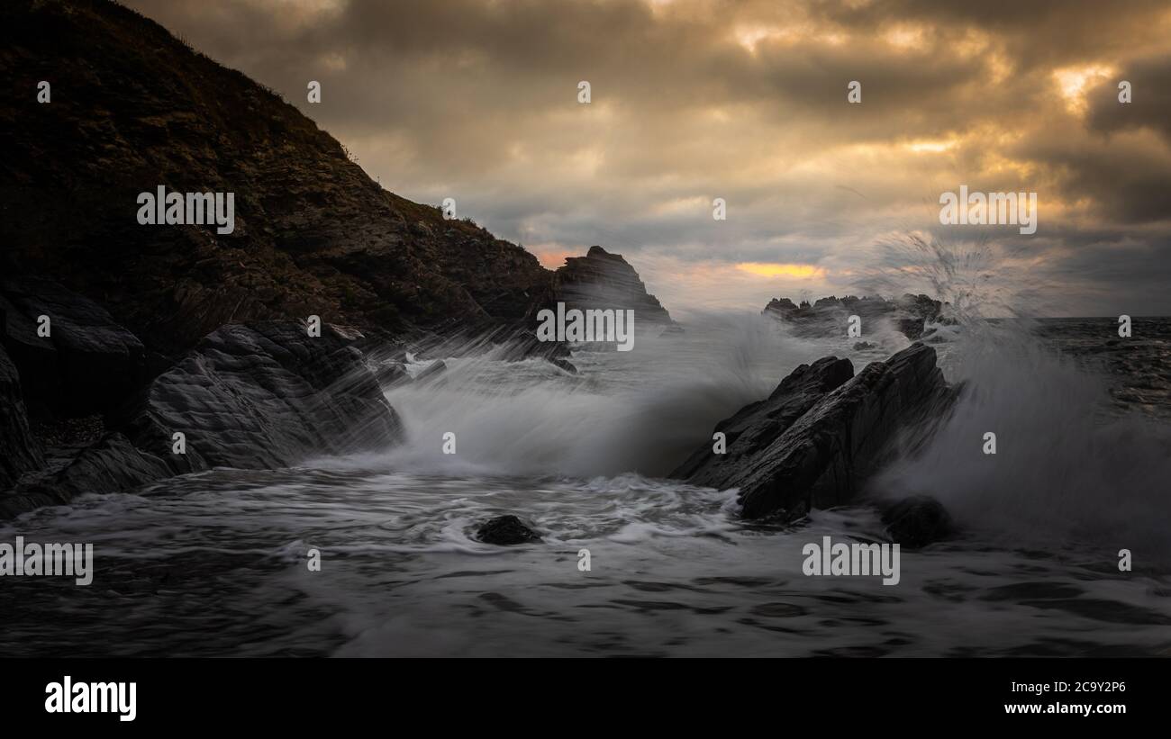 Coastal image in Woolacombe North Devon summer of 2020 At Sunset Cove ...