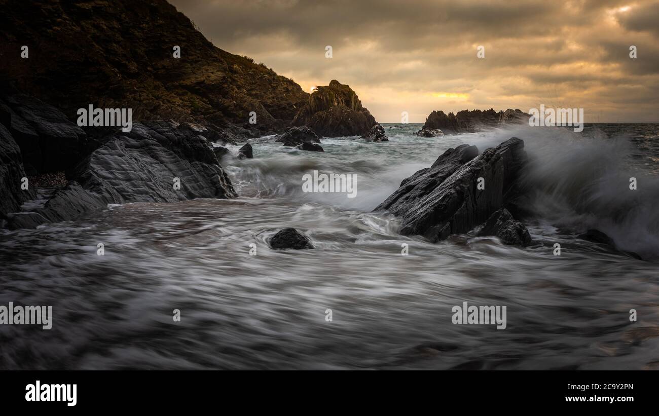 Coastal image in Woolacombe North Devon summer of 2020 At Sunset Cove ...