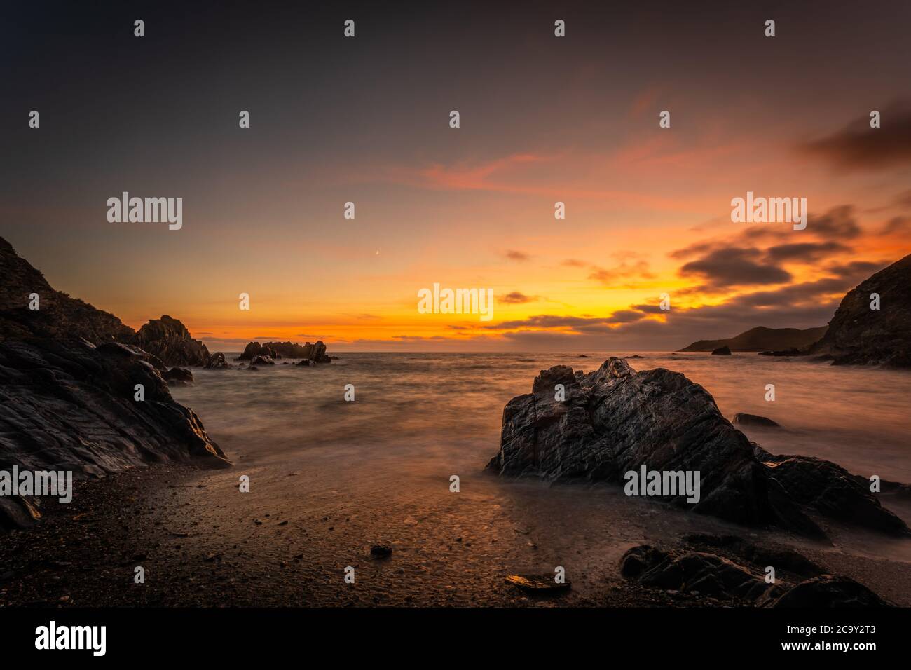 Coastal image in Woolacombe North Devon summer of 2020 At Sunset Cove ...