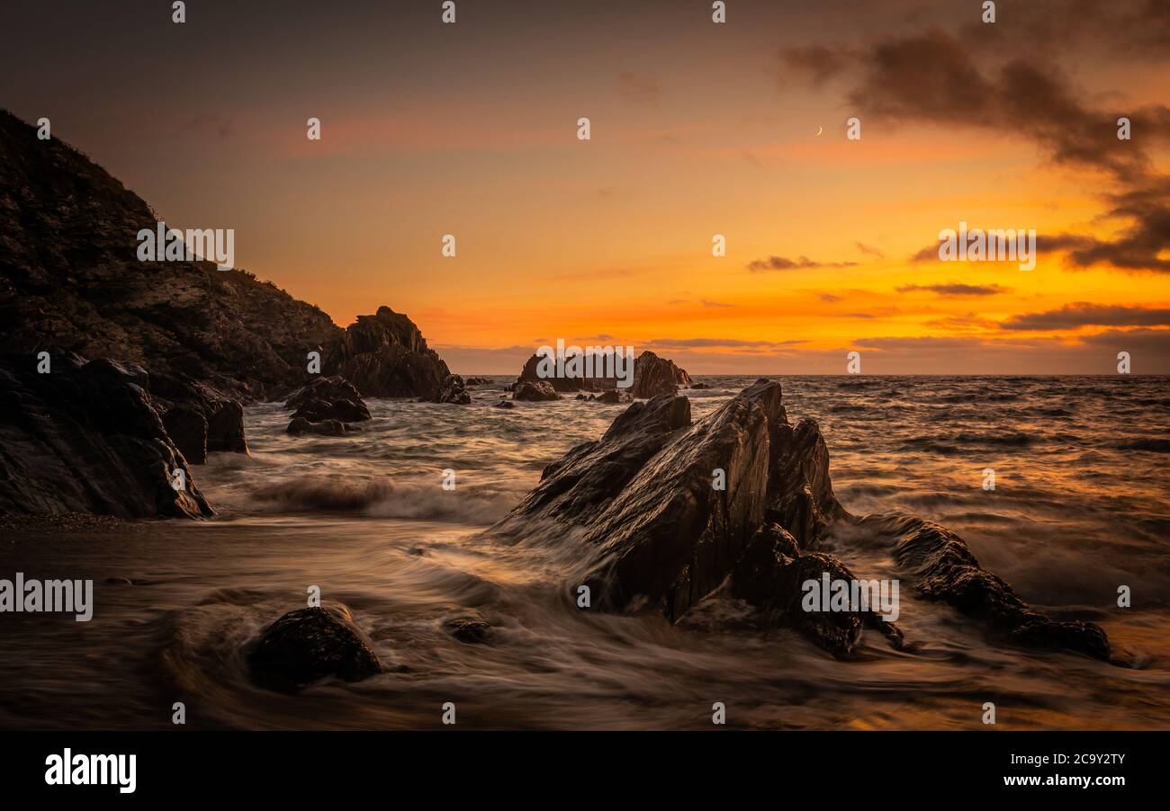 Coastal image in Woolacombe North Devon summer of 2020 At Sunset Cove ...