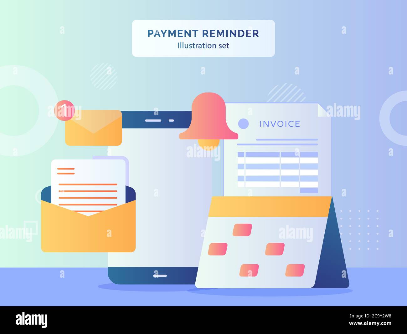Payment reminder illustration set marker date on calendar background of ...