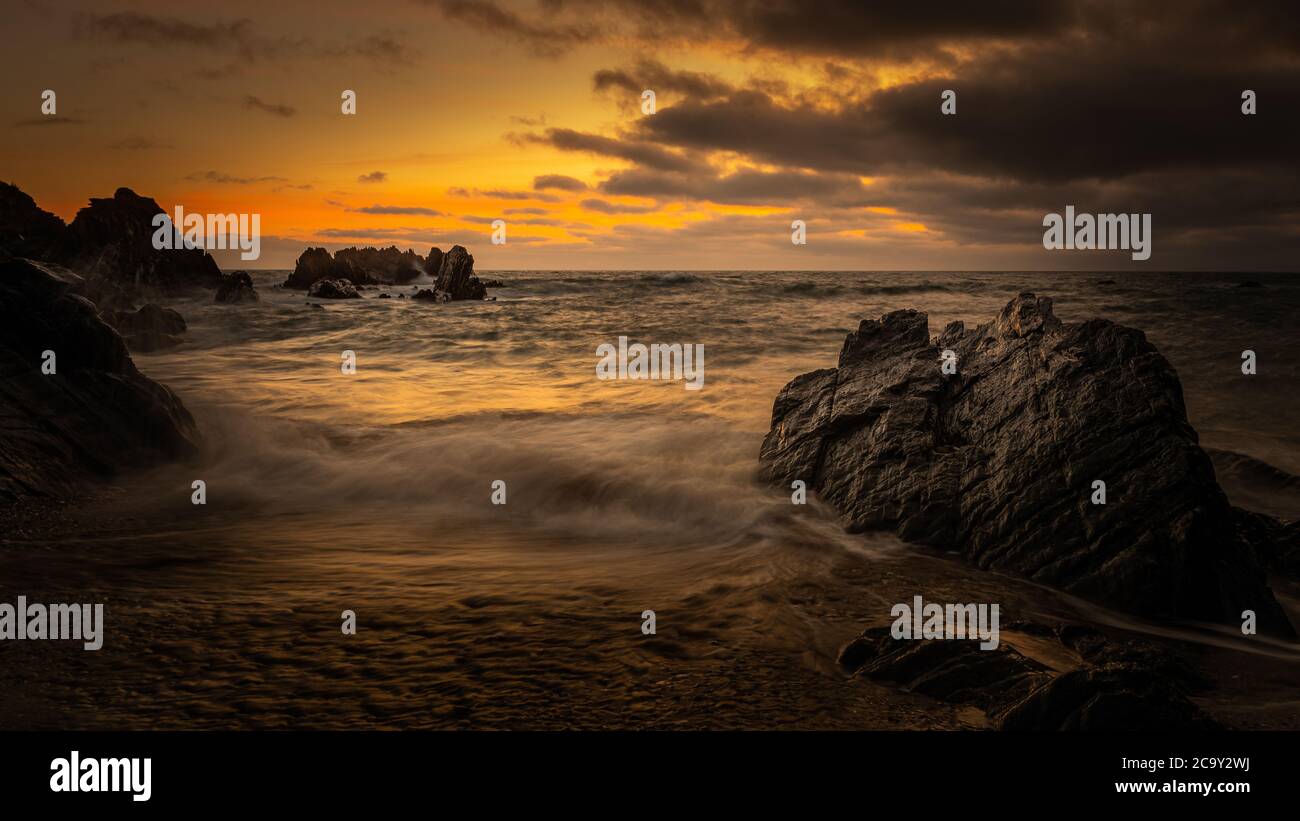 Coastal image in Woolacombe North Devon summer of 2020 At Sunset Cove ...