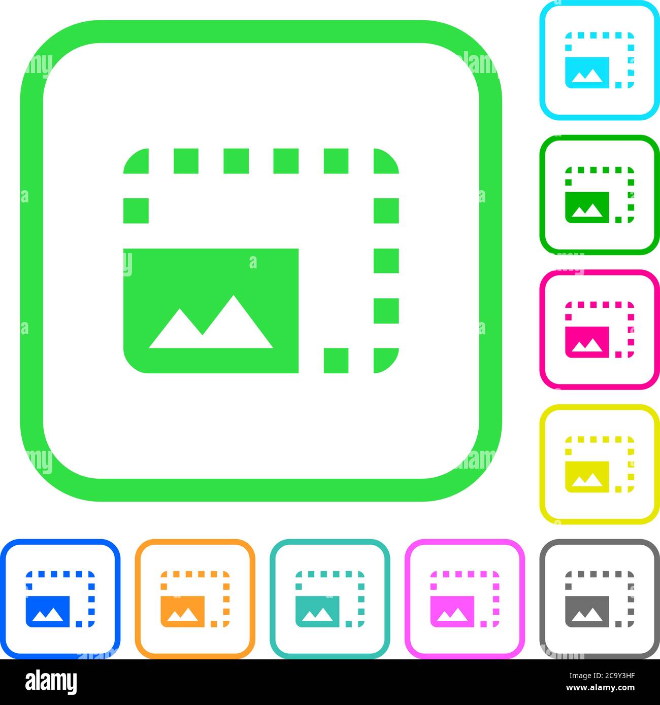 Enlarge photo vivid colored flat icons in curved borders on white ...