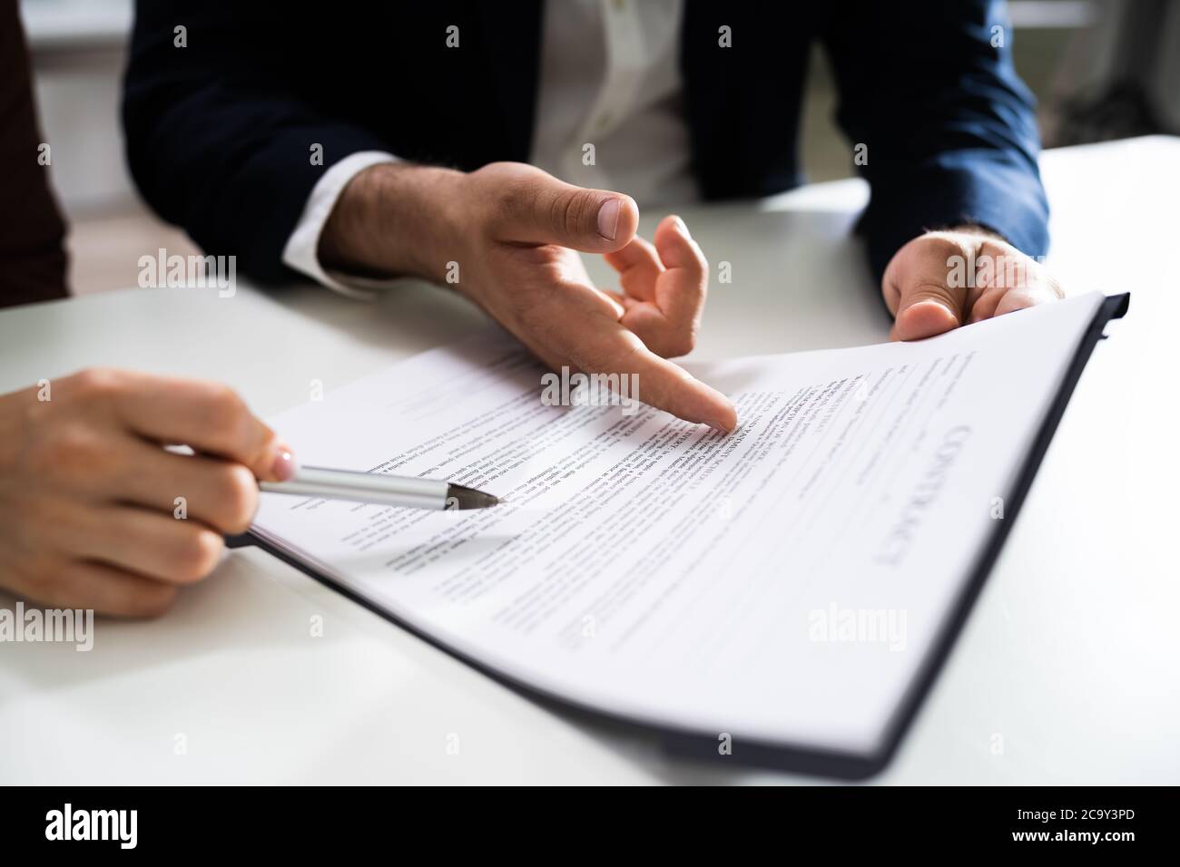 Lawyer People Review Document Before Signing In Office Stock Photo - Alamy