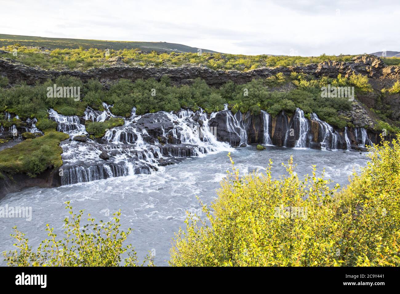 Mesmerizing shot of the beautiful Barnafoss river and waterfalls at ...