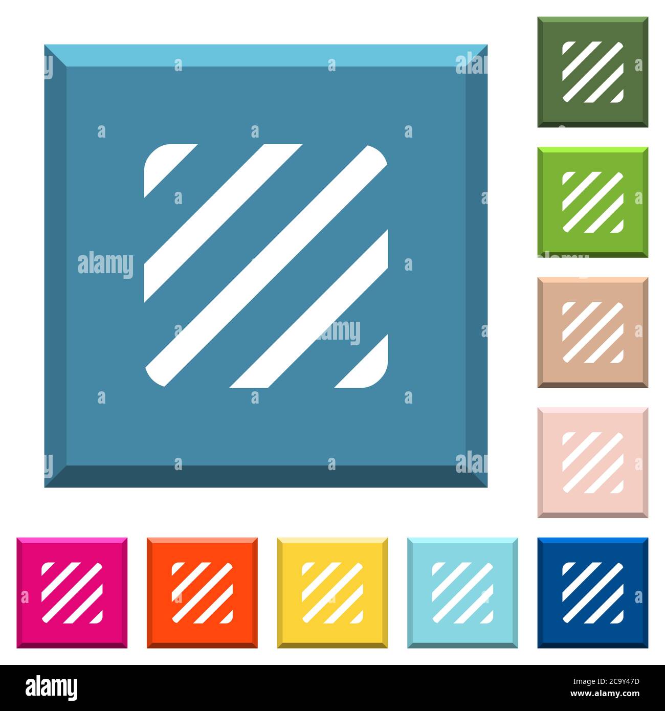 Texture white icons on edged square buttons in various trendy colors ...