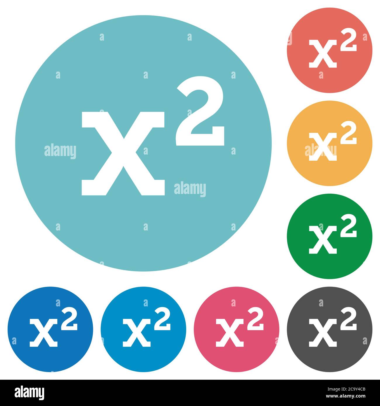 Math exponentiation flat white icons on round color backgrounds Stock ...