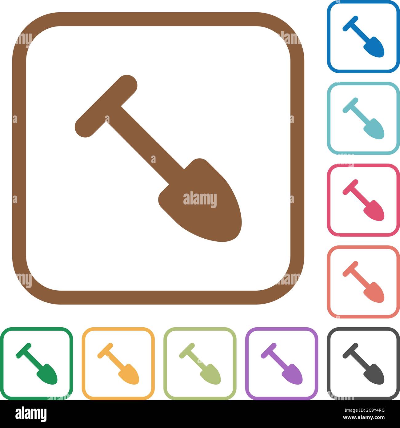 Shovel simple icons in color rounded square frames on white background Stock Vector Image & Art ...