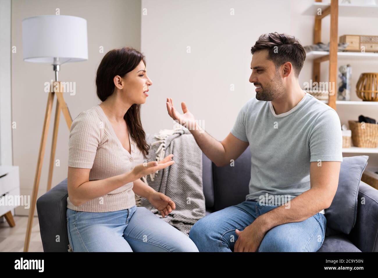Sad Couple Infidelity Problems. Woman Dispute And Arguing Stock Photo ...