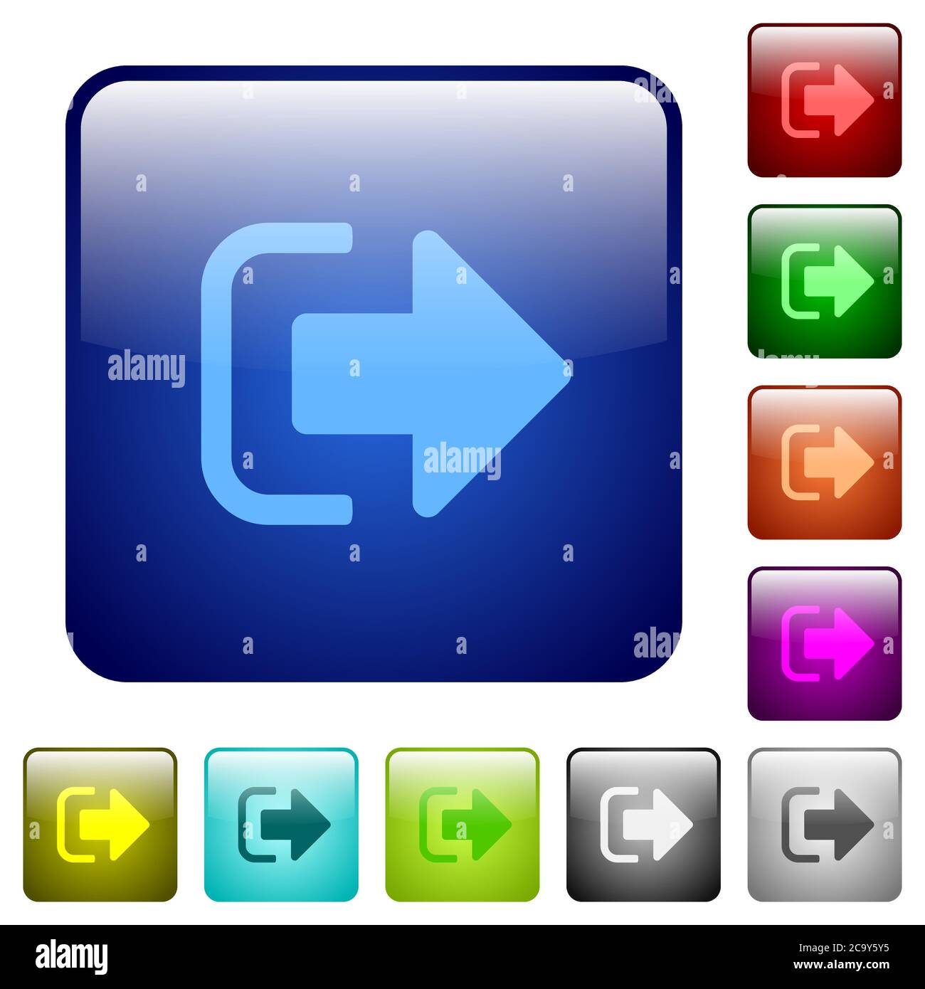 Sign out icons in rounded square color glossy button set Stock Vector Image & Art - Alamy