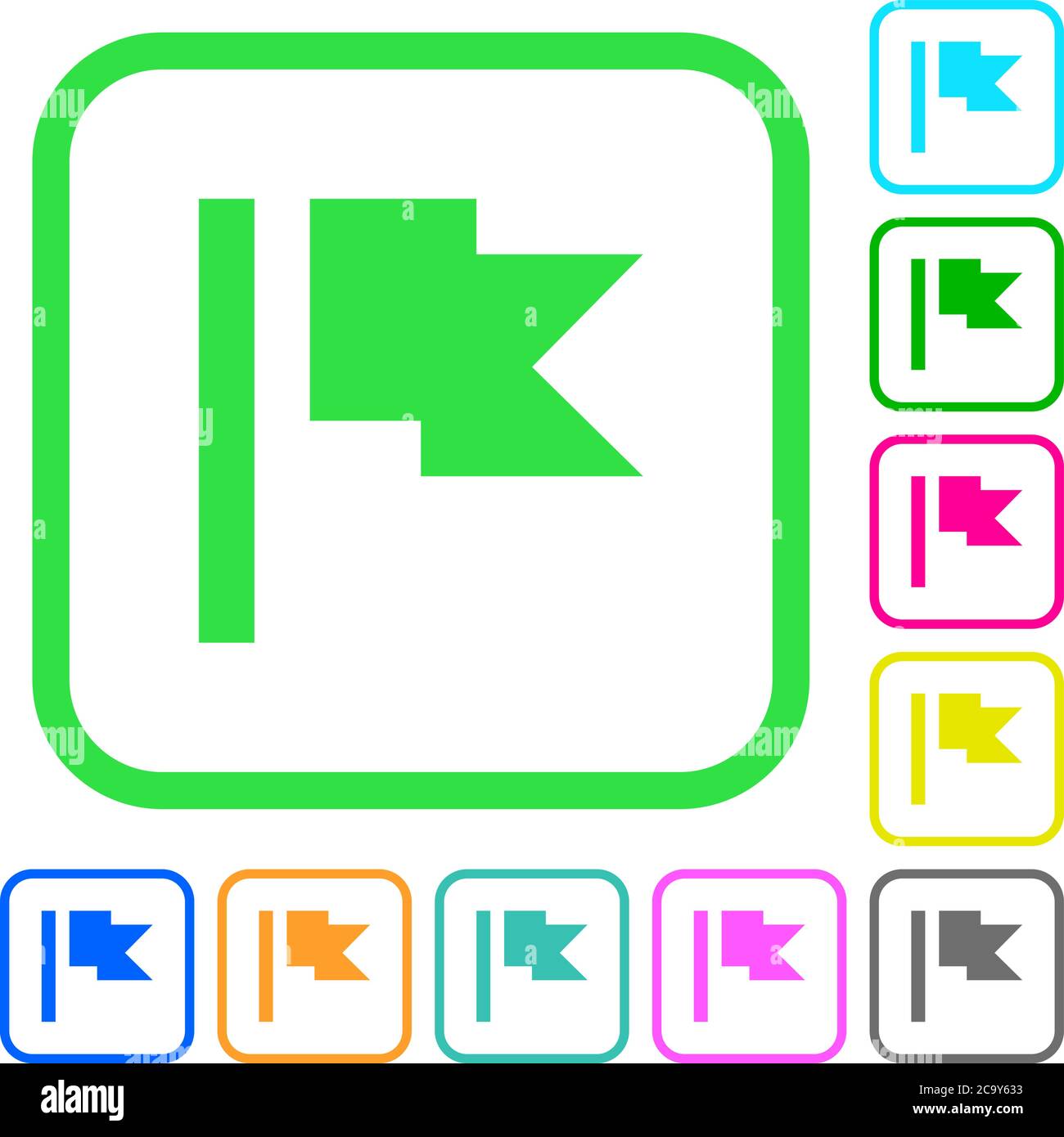 Flag vivid colored flat icons in curved borders on white background ...