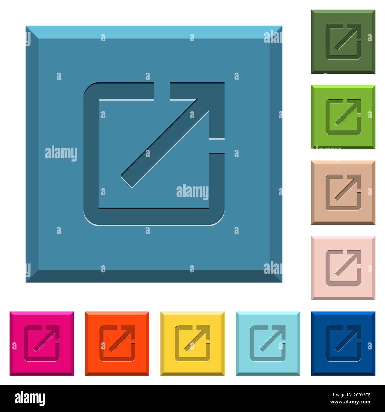 Launch application engraved icons on edged square buttons in various ...