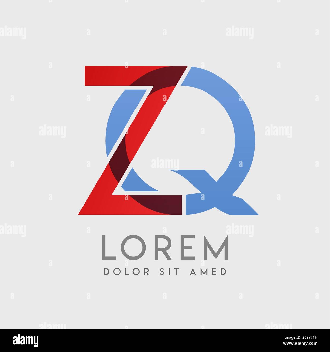 ZQ logo letters with blue and red gradation Stock Vector Image & Art ...