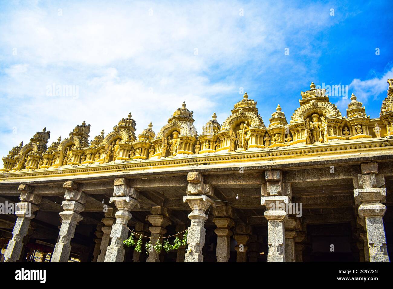 The architectural view of an ancient temple with series of stone ...