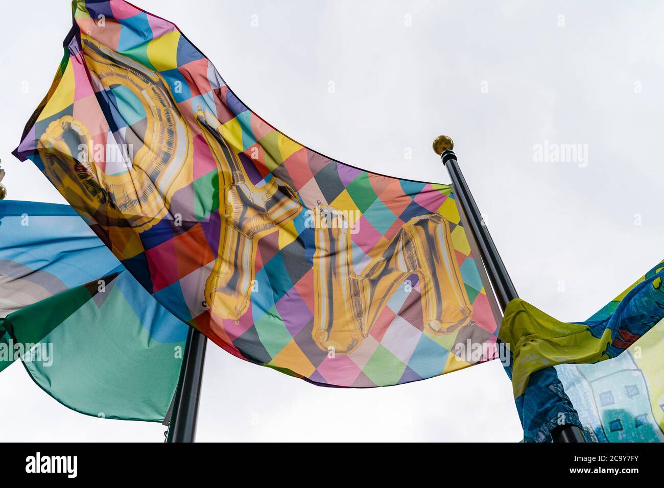 New York, United States. 02nd Aug, 2020. View of flag designed by Jeff ...
