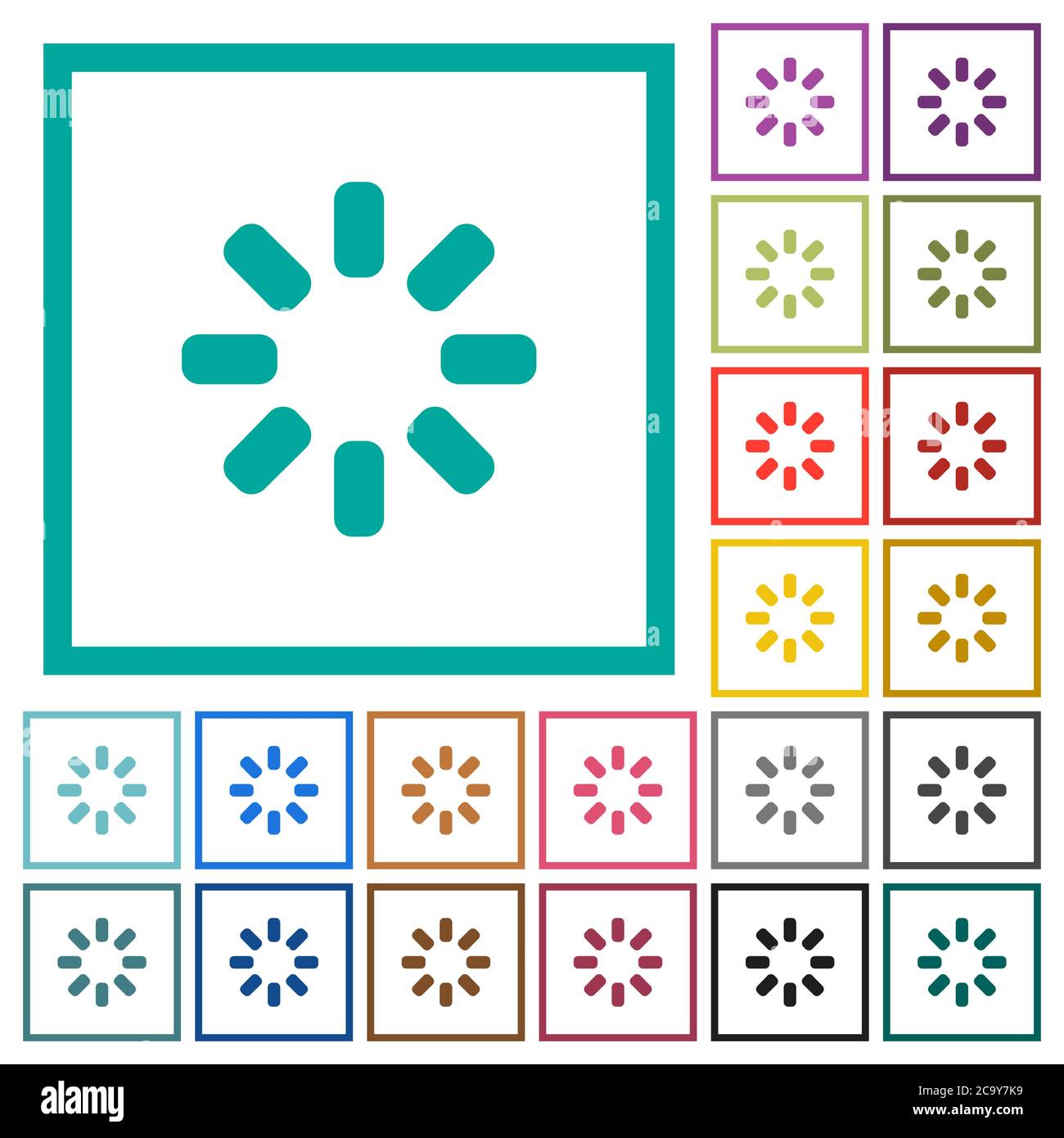 Loader symbol flat color icons with quadrant frames on white background ...