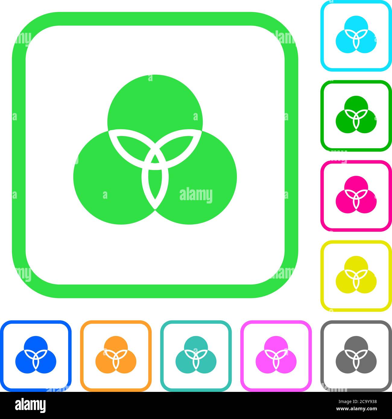 Color filter vivid colored flat icons in curved borders on white ...