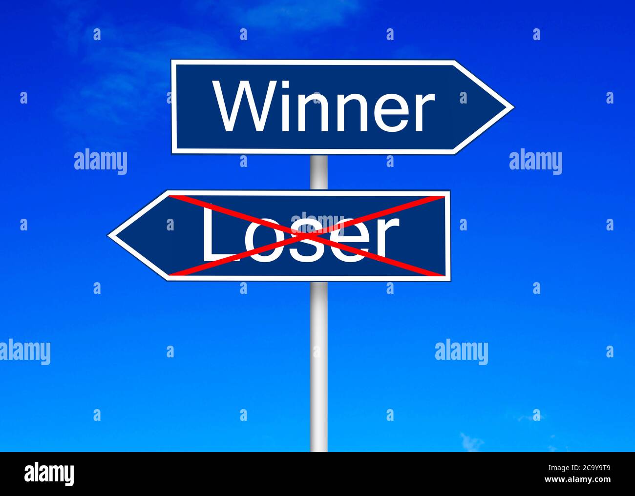 Winner vs looser road sign Stock Photo - Alamy