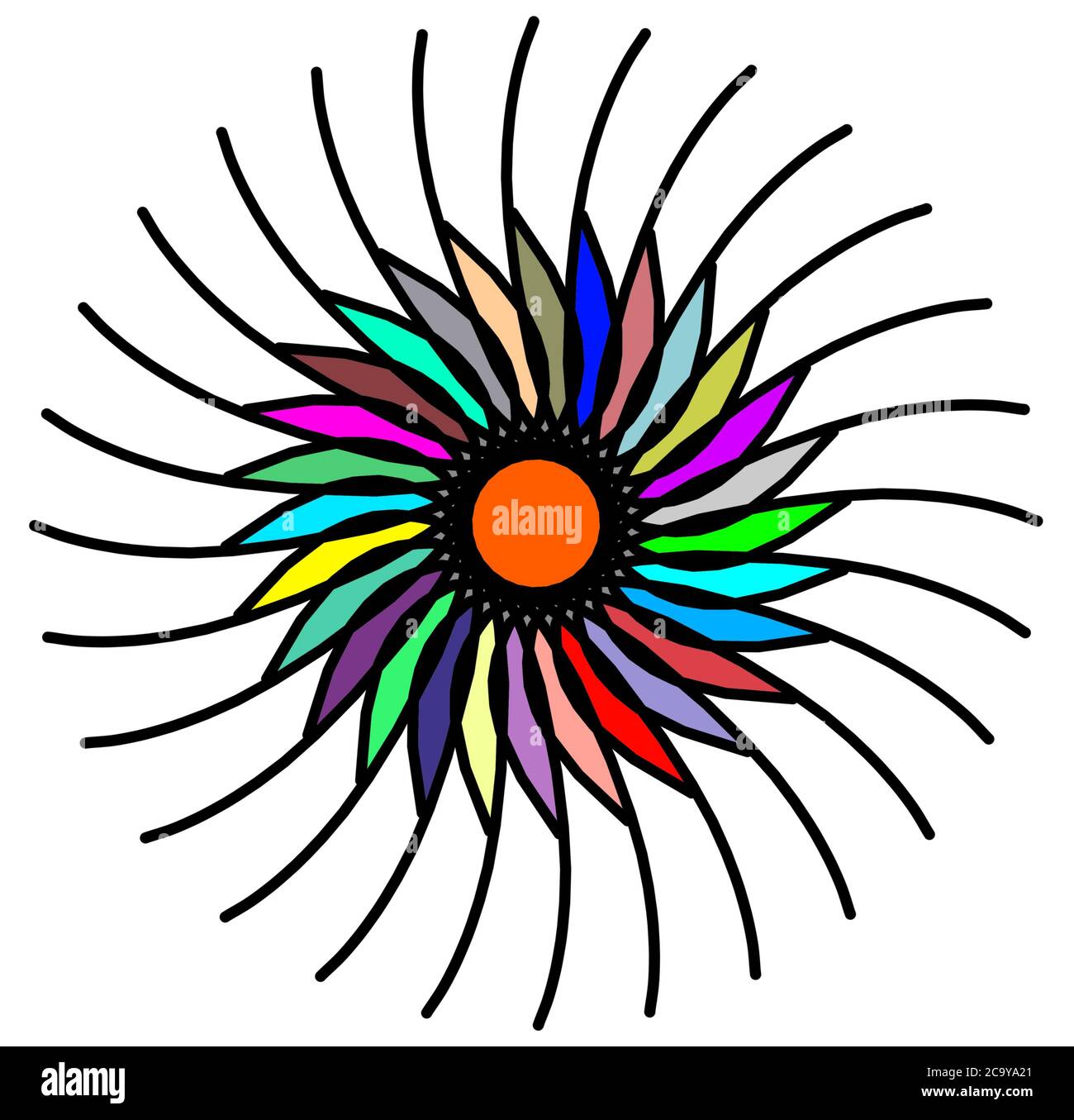 Colorful propeller pattern, colorful wind rose drawing, colorful flower ...