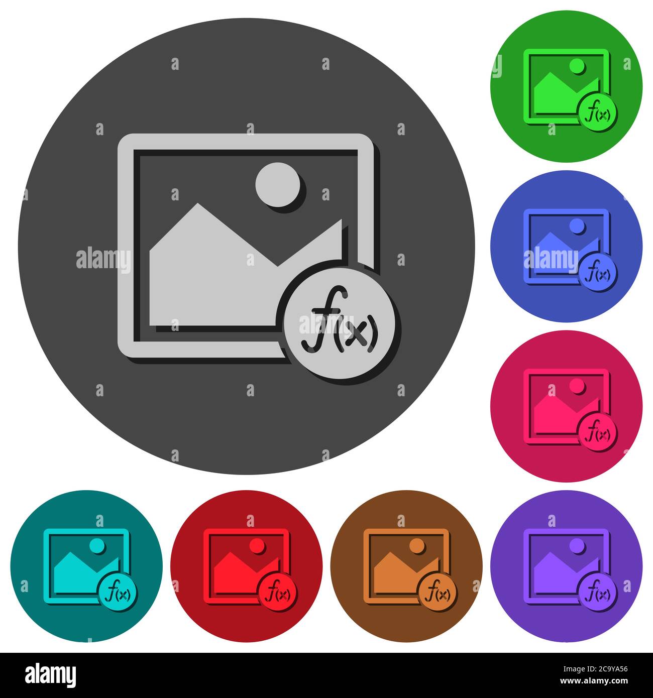 Image effects icons with shadows on color round backgrounds for ...