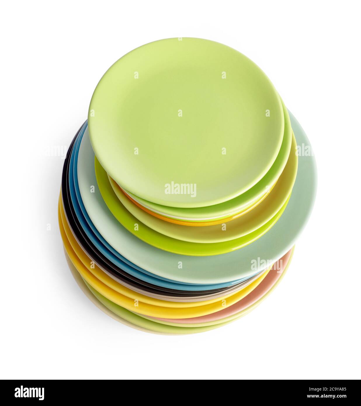 Multi-colored plates isolated Stock Photo - Alamy