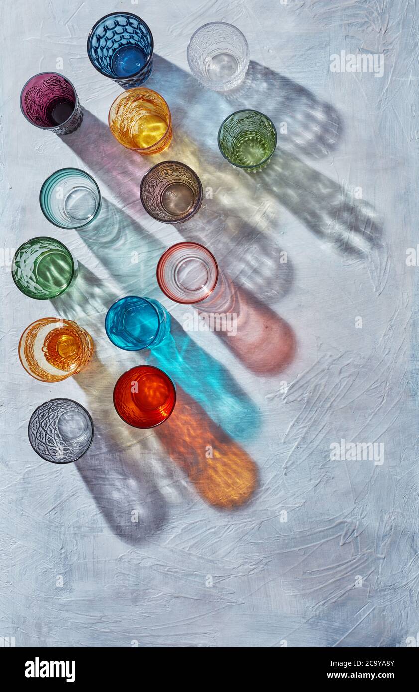 Multi-colored drinking glasses Stock Photo - Alamy