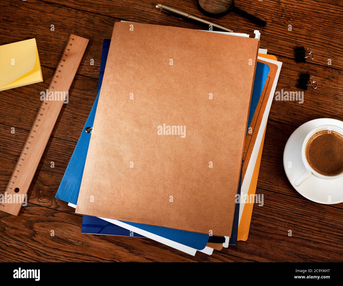 Files and folders on desk Stock Photo - Alamy