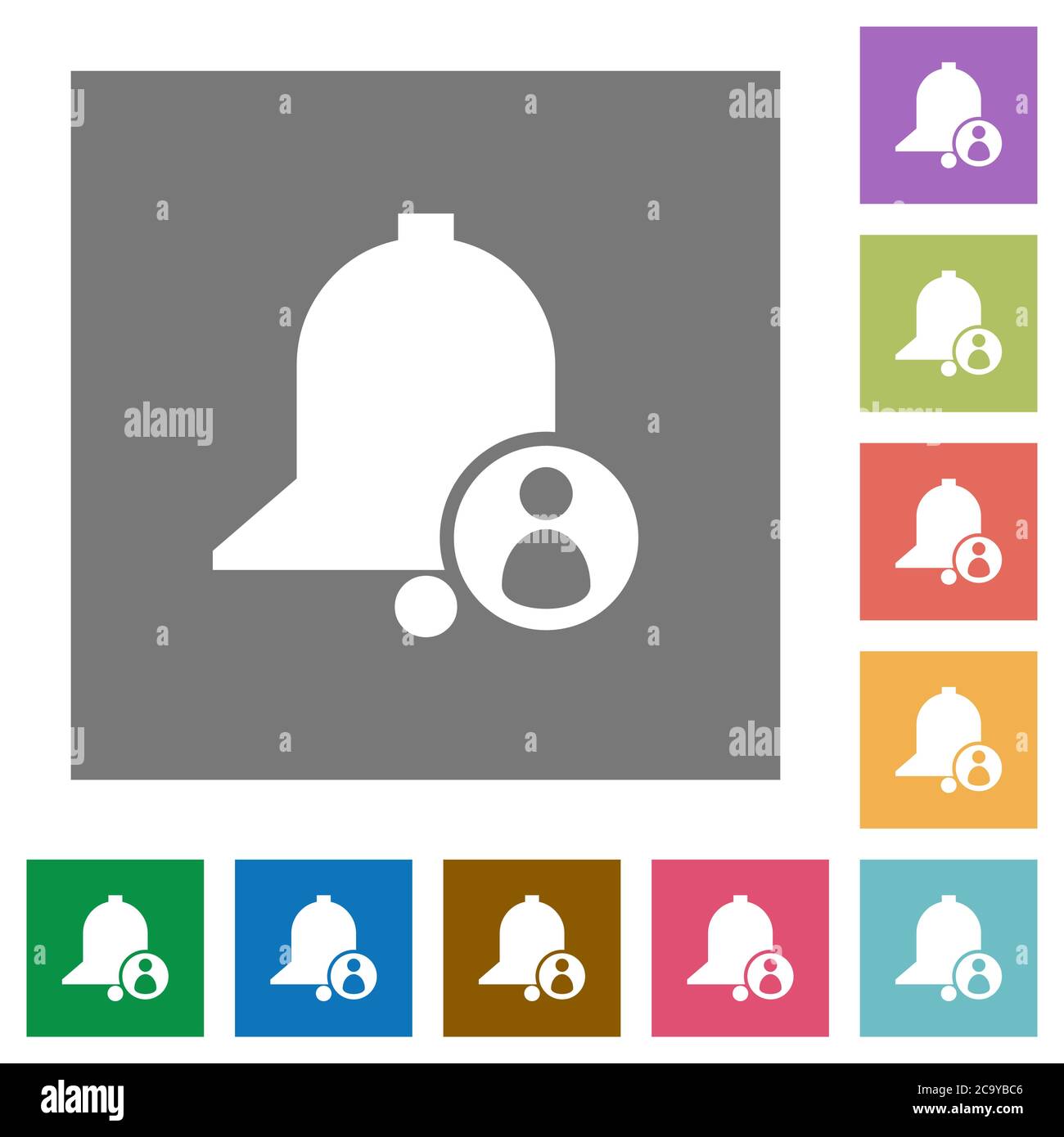User reminder flat icons on simple color square backgrounds Stock ...