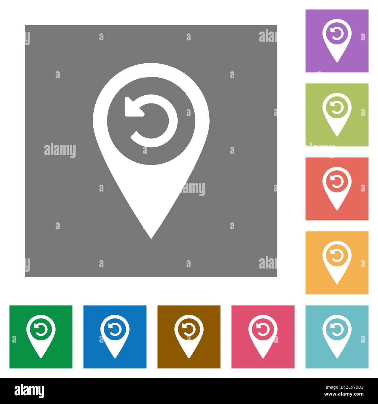 Undo GPS map location flat icons on simple color square backgrounds Stock Vector Image & Art - Alamy
