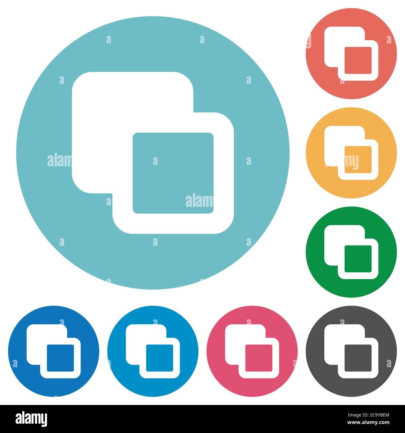 Subtract shapes flat white icons on round color backgrounds Stock ...