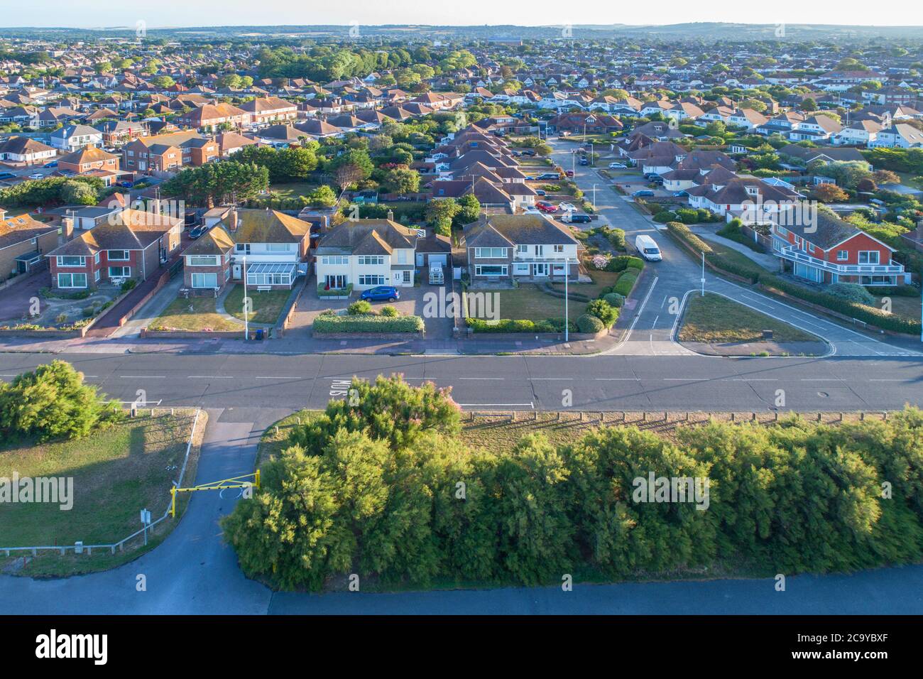 aerial view of goring village on the west sussex coast Stock Photo - Alamy