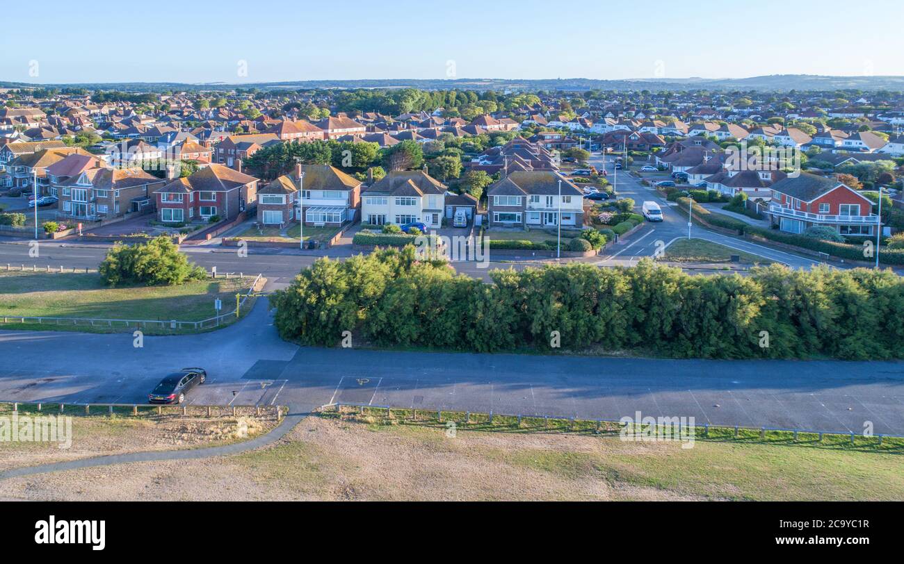 aerial view of goring village on the west sussex coast Stock Photo - Alamy