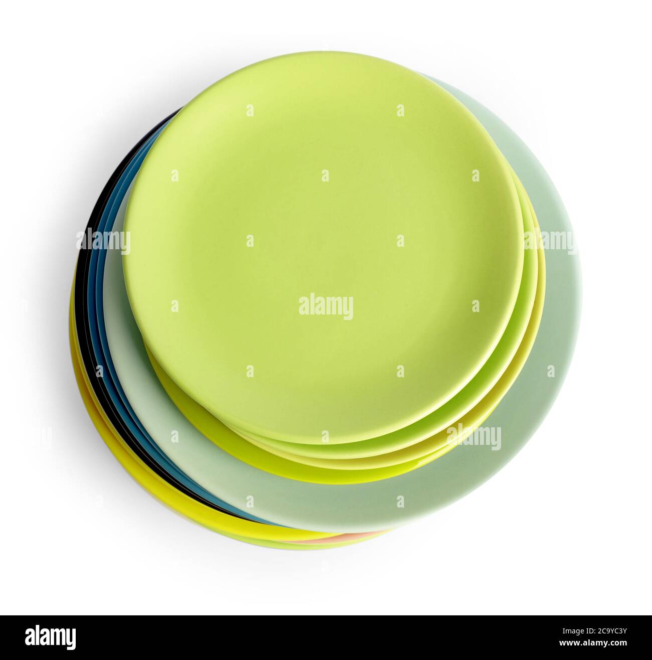 Multi-colored plates isolated Stock Photo - Alamy