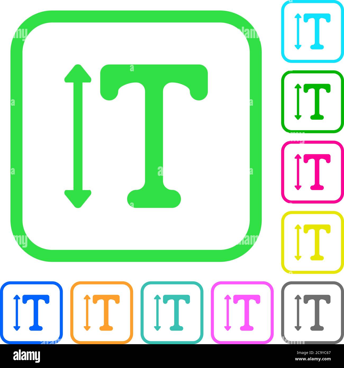 Adjust font height vivid colored flat icons in curved borders on white ...